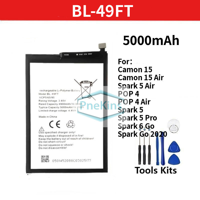 Battery For Tecno Spark Go 2020 Tecno Spark 5 7PRO Camon 15 Tecno Pop 4 ...