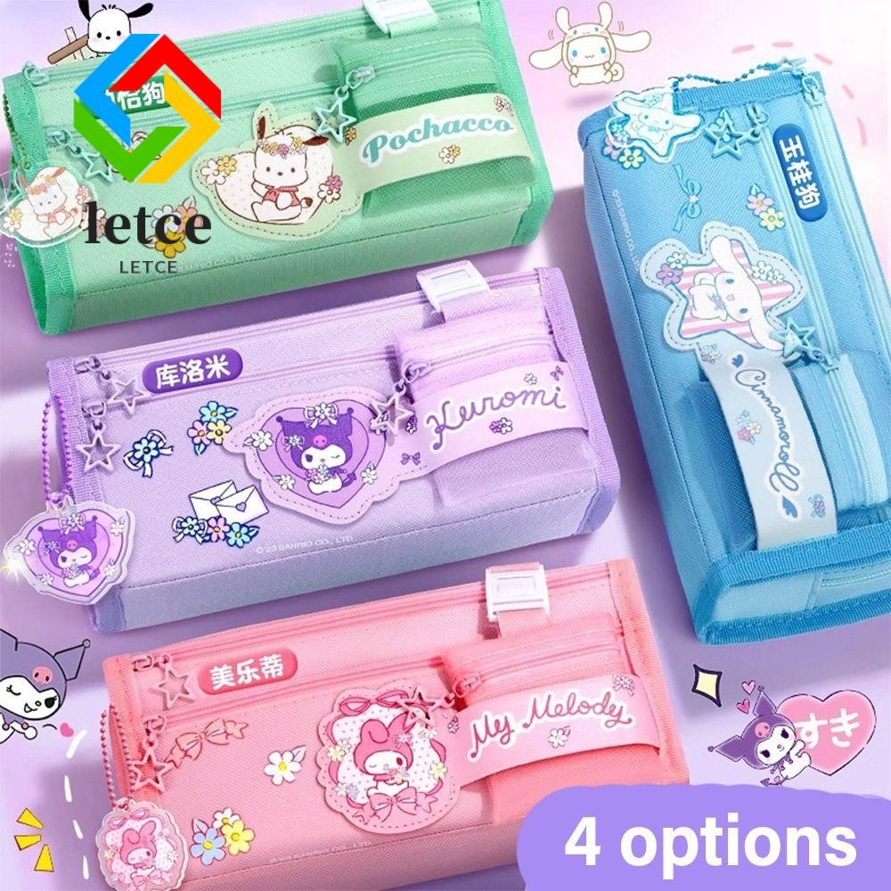 LETCE Pen Bag, Kuromi/Cinnamoroll Mesh Pencil , Cartoon Five-layer ...