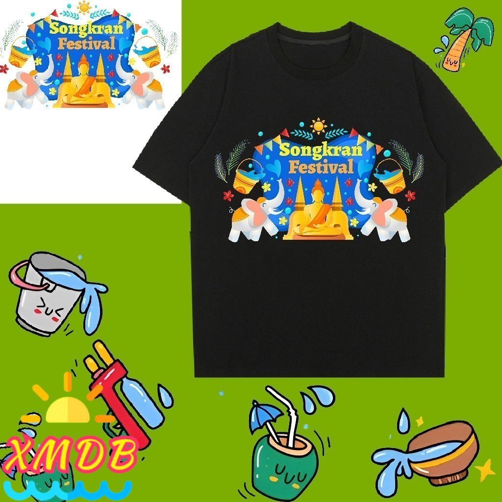 2025NEW T-Shirt Cotton songkran Print For Men And Women S-5XL | Shopee ...