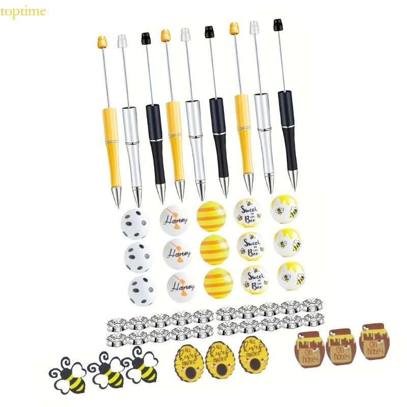 Top 9 Pcs DIY Beadable Ballpoint Pen Bees Themed Bead Pen Rhinestones ...