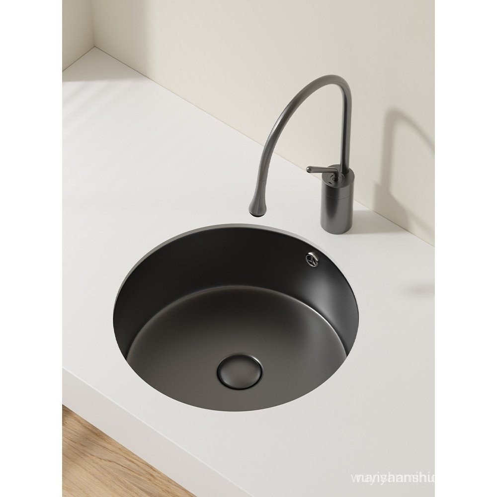 Gunmetal Gray Round Undermount Sink Bar Counter Home Small Size Balcony ...