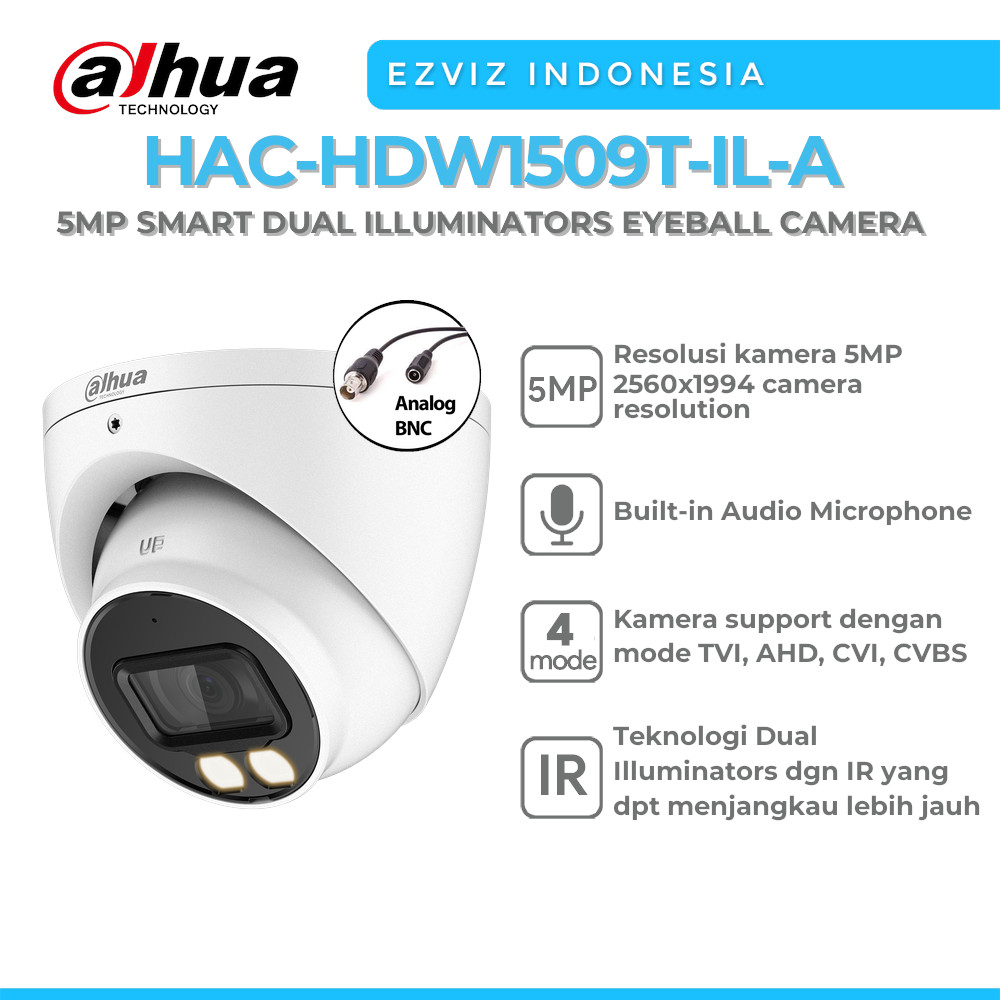 Dahua HAC-HDW1509T-IL-A 5MP SMART DUAL ILLUMINATORS EYEBALL CAMERA ...