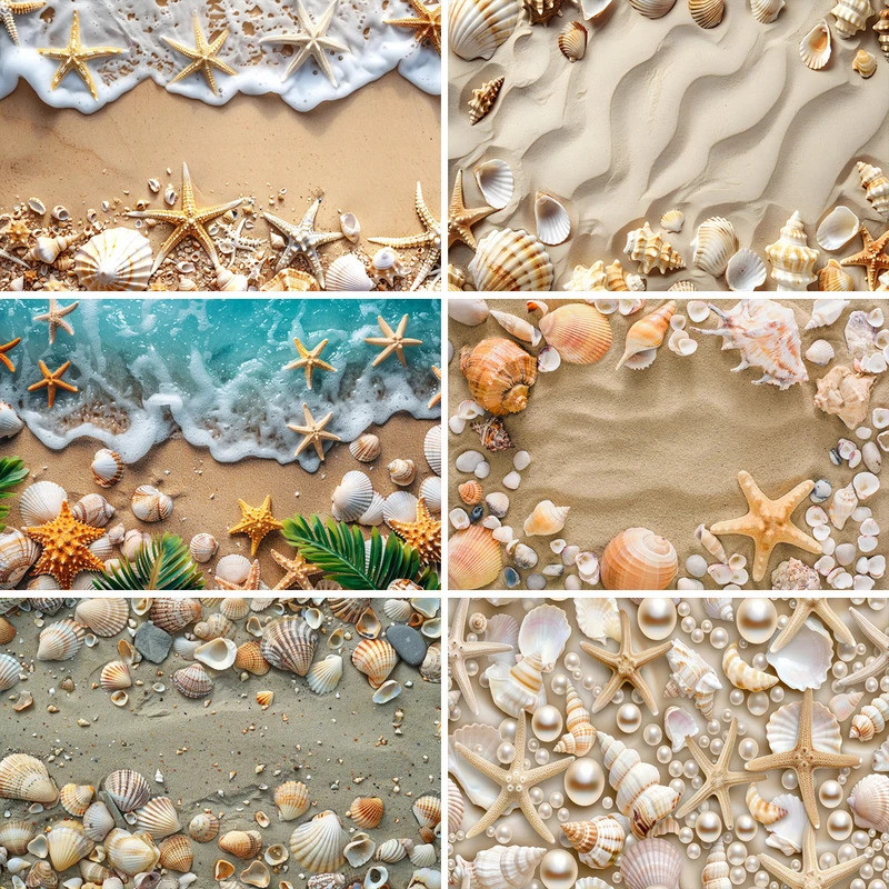 Beauty Beach Seashells and Starfish Photography Background Smooth Sand ...