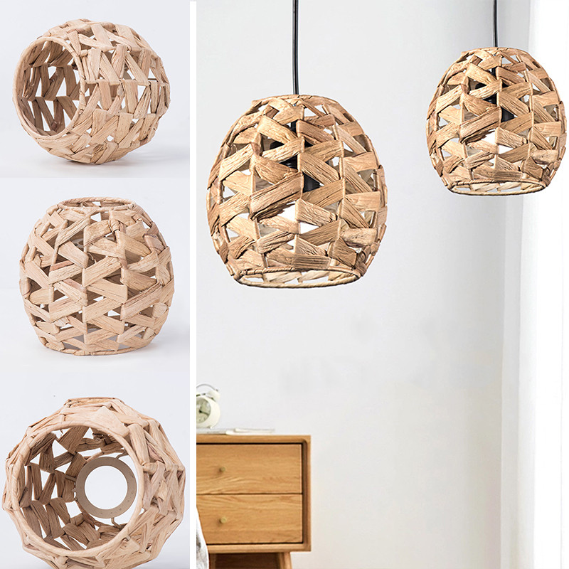 Creative Straw Woven Vintage Lampshade Hanging Ceiling Pendant Cage ...