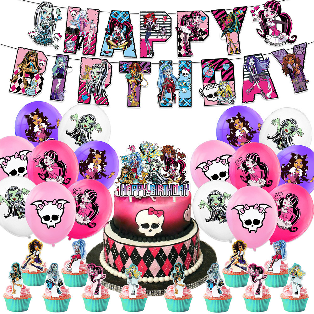 30PSC Monster High Theme Party Decorations Includes Banner Cake Topper ...