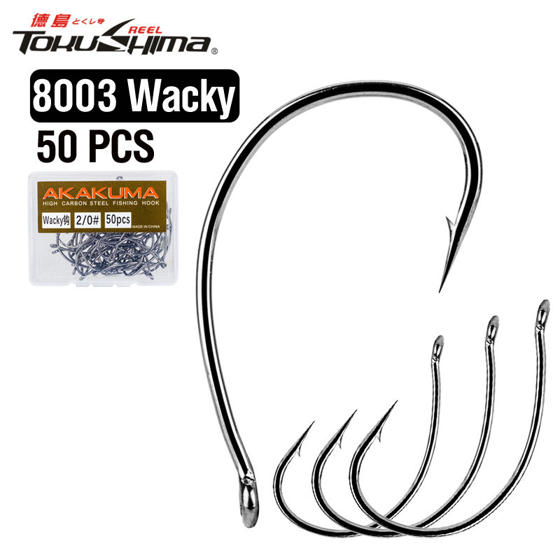 50Pcs/Set 8003 Fishing Hooks High Carbon Steel Wacky Worm Fishhooks ...