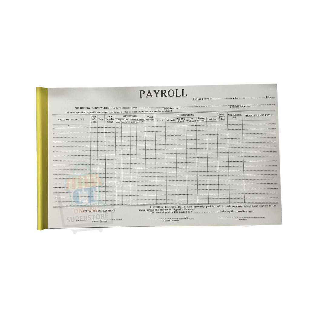 Veco Payroll Pad 8.5in x 14in 50sheets | sold per pad | Shopee Philippines