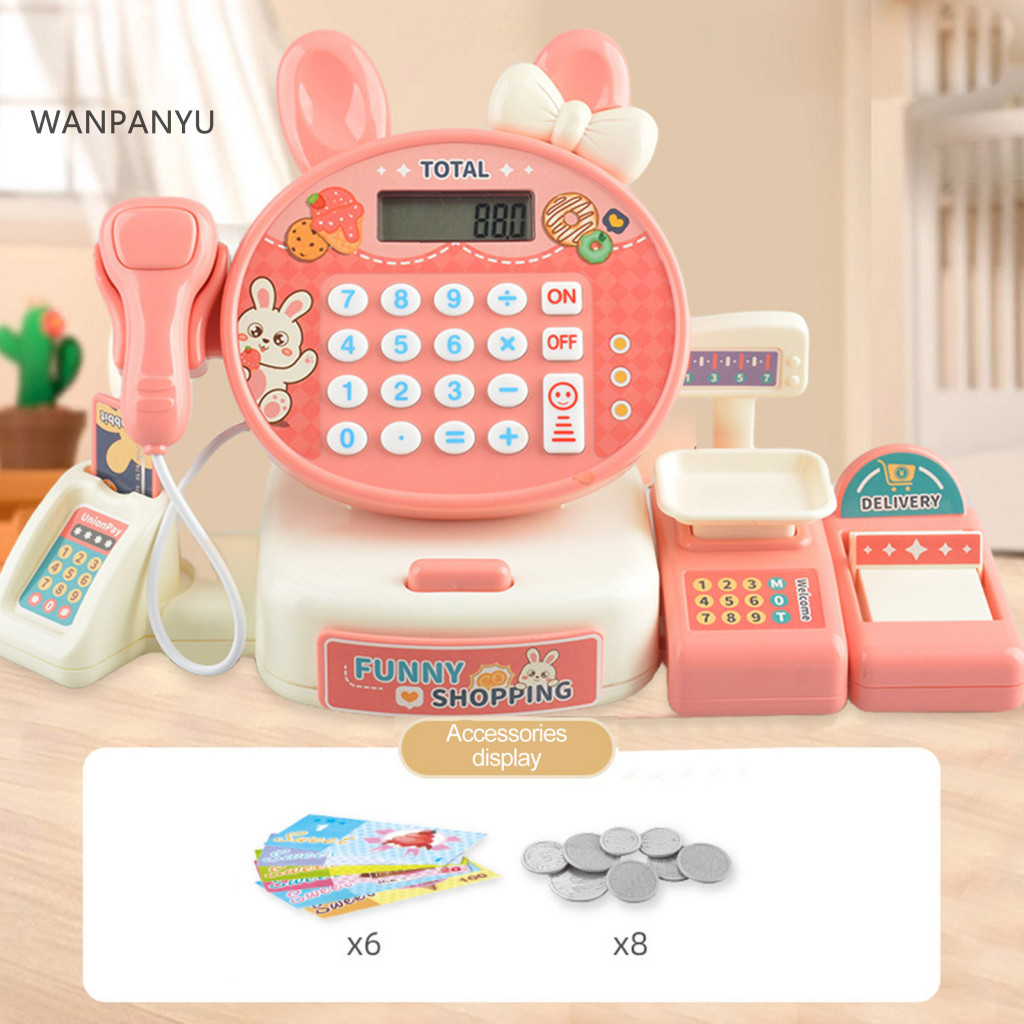 wanpanyu One-click Pop-up Cash Register Toy Kids Supermarket Toy Set ...