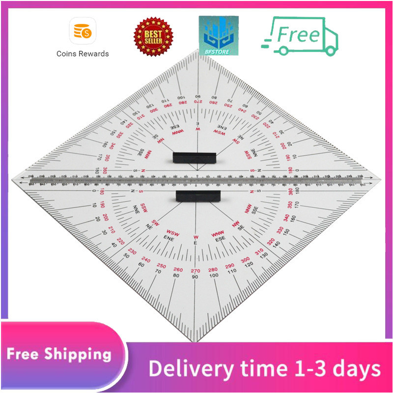 300mm Chart Drawing Triangle Ruler for Ship Drawing Nautical Protractor ...