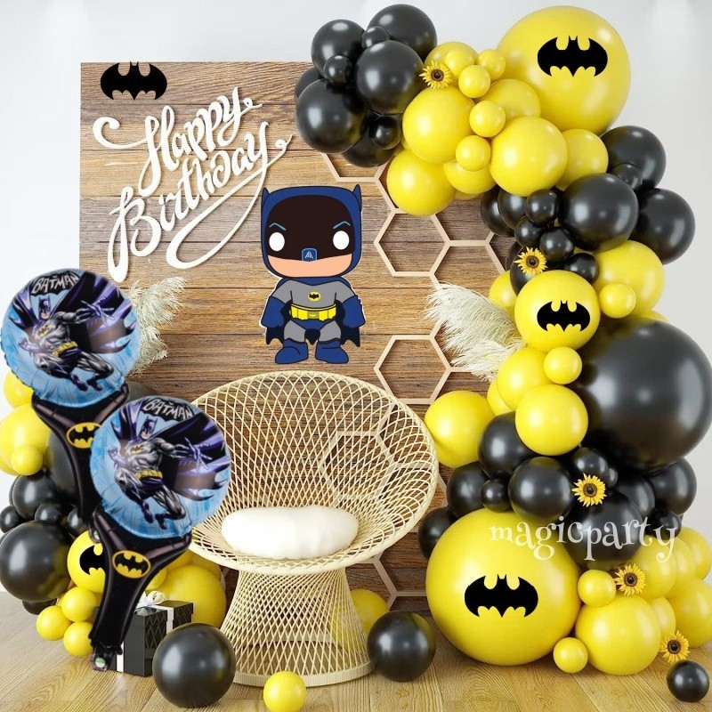 Batman Theme Balloons The Avengers Yellow Black Latex Balloon Arch Kit ...