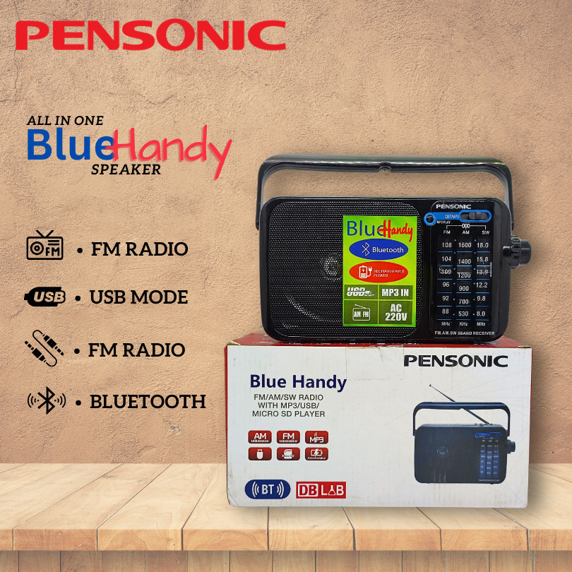 MO PENSONIC Blue Handy Rechargeable Portable FM AM Radio USB Mp3 Micro ...