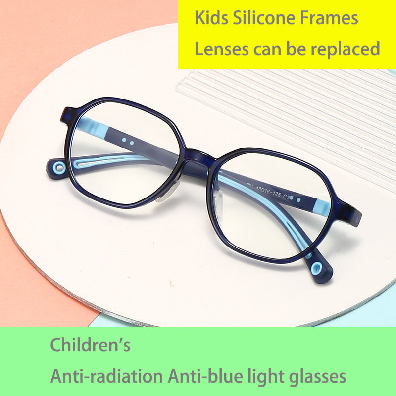 Children's silicone frame anti-radiation Eyeglasses Anti blue light ...
