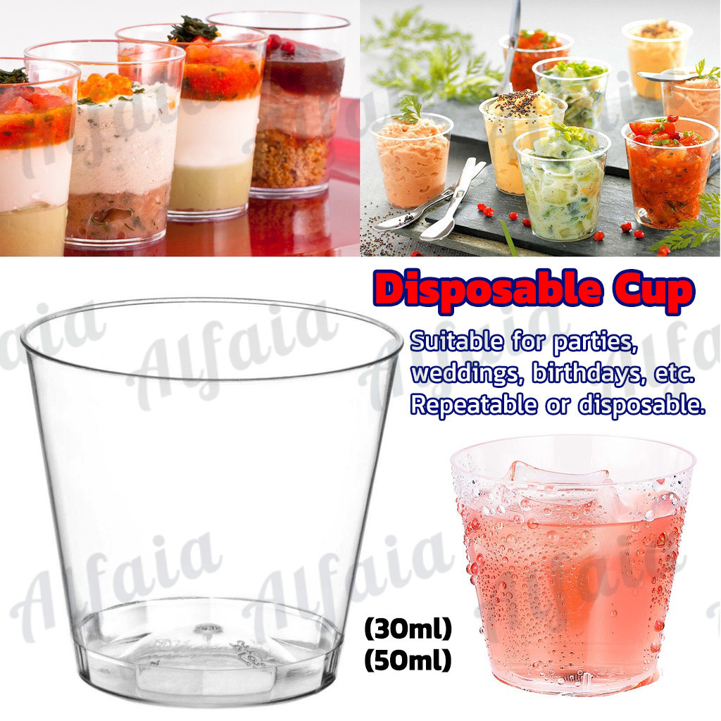 Alfaia 50pcs Disposable Plastic Cup Transparent Household Meal Cup ...