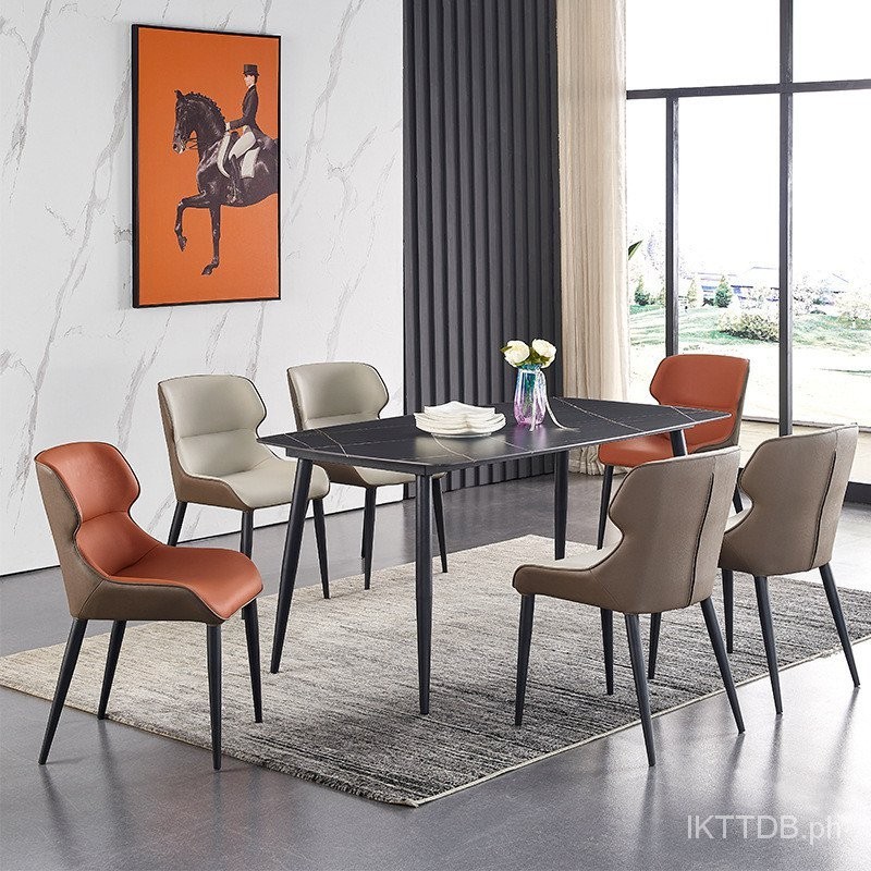 Nordic Entry Lux Style Dining Chair with Backrest Iron Bottom Frame ...