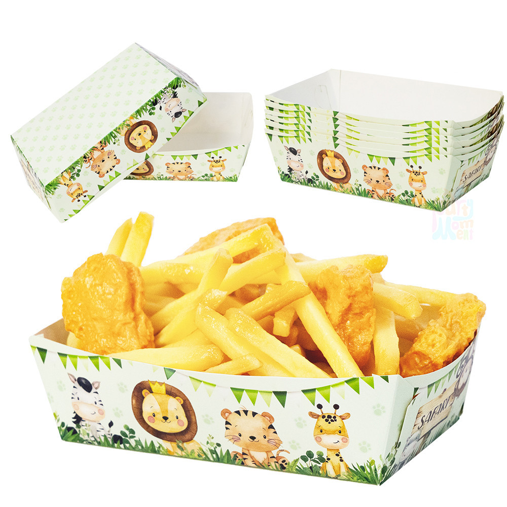 6pcs Jungle Safari Food Trays Animal Printed Snack Fries Tray for Kids ...