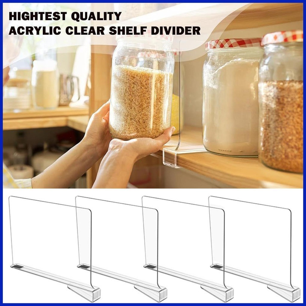 Closet Shelf Divider Clear Closet Divider Separators 4 PCS Clear ...