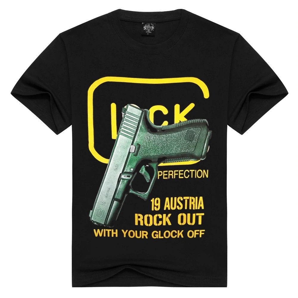 Male 3D Glock 19 Austrian Wearing Your Glock Pistol Print Men's T-shirt ...