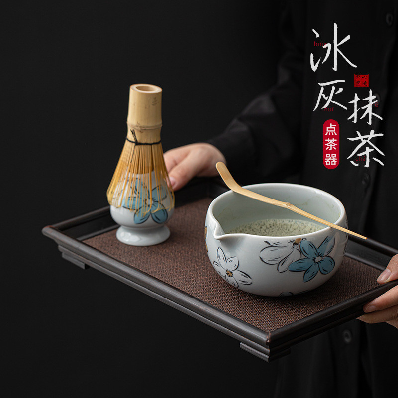 Matcha Tea Set 4-Piece Set Matcha Bowl Matcha Stirring Brush Holder Tea ...