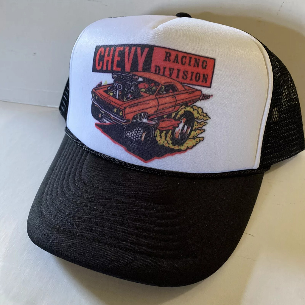 Vintage Chevy Racing Hat Drag Trucker Hat Snapback Summer Cap Black ...