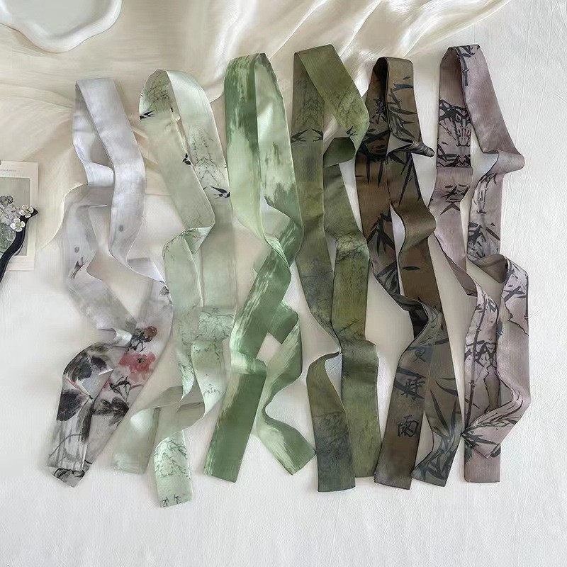 Antique Ink Strip Printing Thin Narrow Bundle Chinese-style Streamer ...