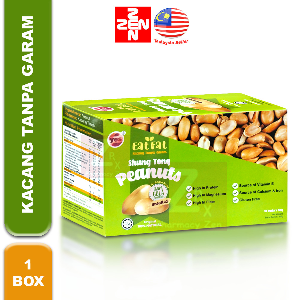 Yes EatFat Peanut Kacang Tanpa Garam 30g x 10 packets (no added sugar ...