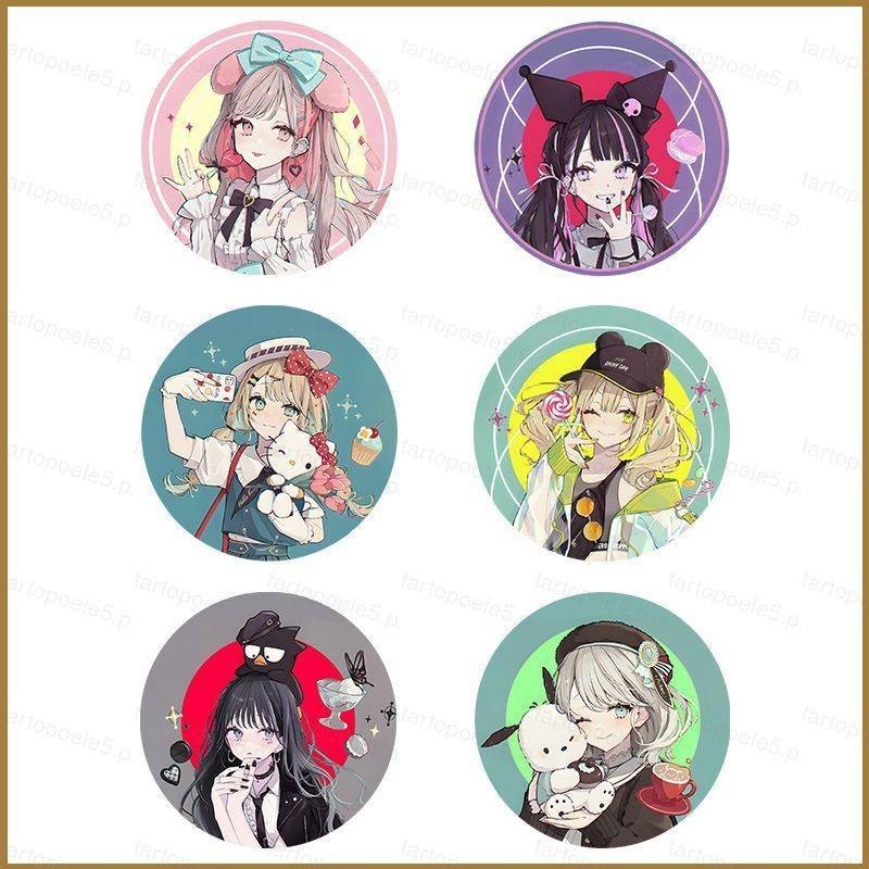 Sta5 Akakura Sanrio Kuromi Melody Hello Kitty Coated smug badge glass ...
