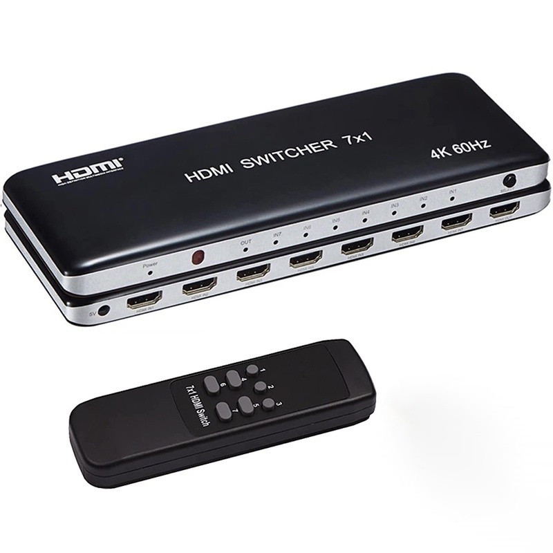 RQ`7Port HDMI Switch 7 in 1 Out HDMI2.0 Switcher Selector 7x1 Box with IR Remote Support HDR ...