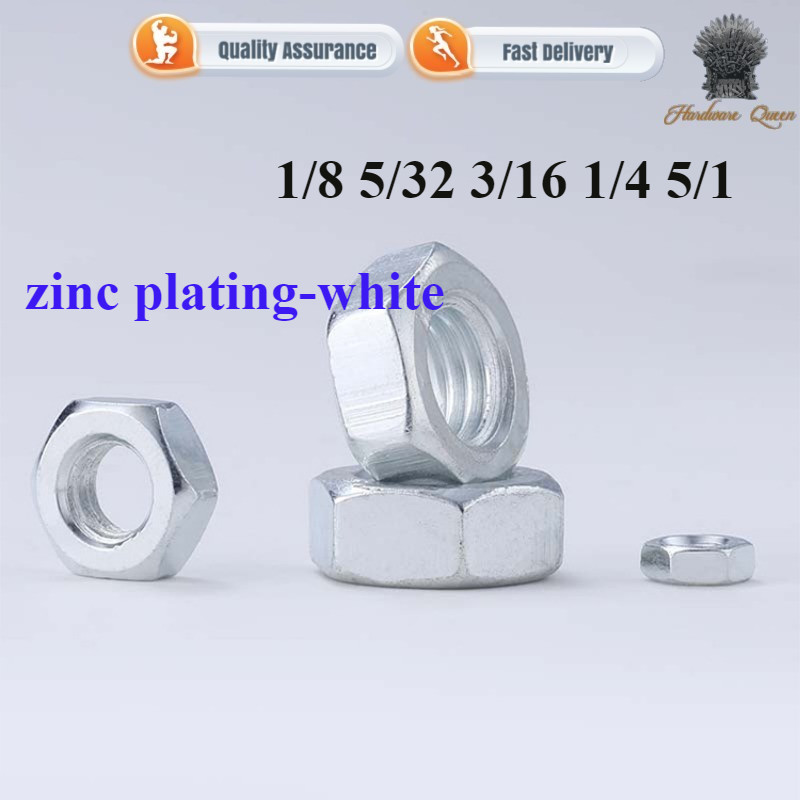【QP1】Hex Nut Unified Coarse Thread 镀锌六角螺母 螺丝母 螺帽 UNC 1/8 ,5/32, 3/16, 1/4 ,5/16,3/8,1/2,4 ...