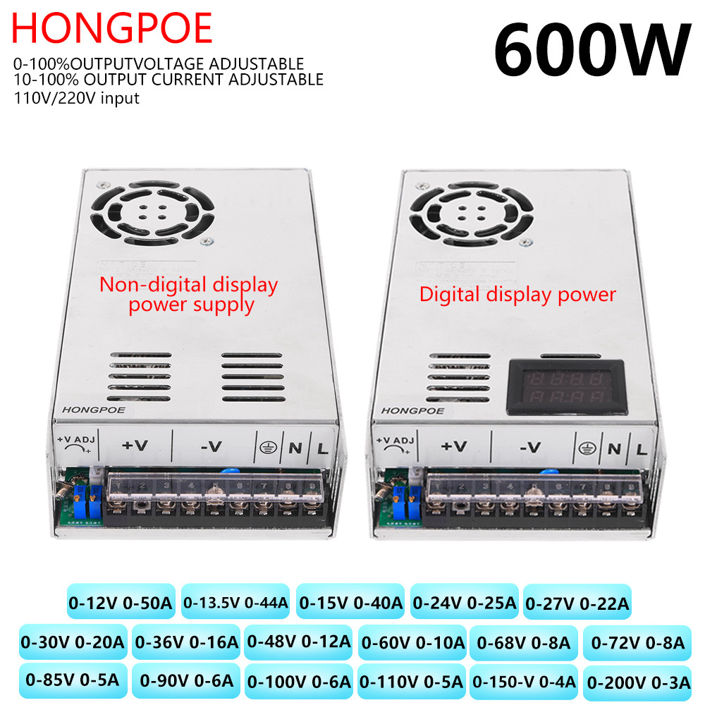 600W Adjustable Power Supply 0-12V 15V 24V 27V 30V 36V 48V 60V 68V 72V 85V 90V 100V 110V 150V ...
