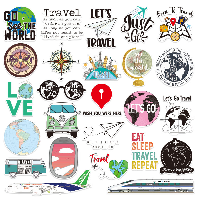 Literary Travel Life Text Laptop Tablet Waterproof Stickers Cute Water ...