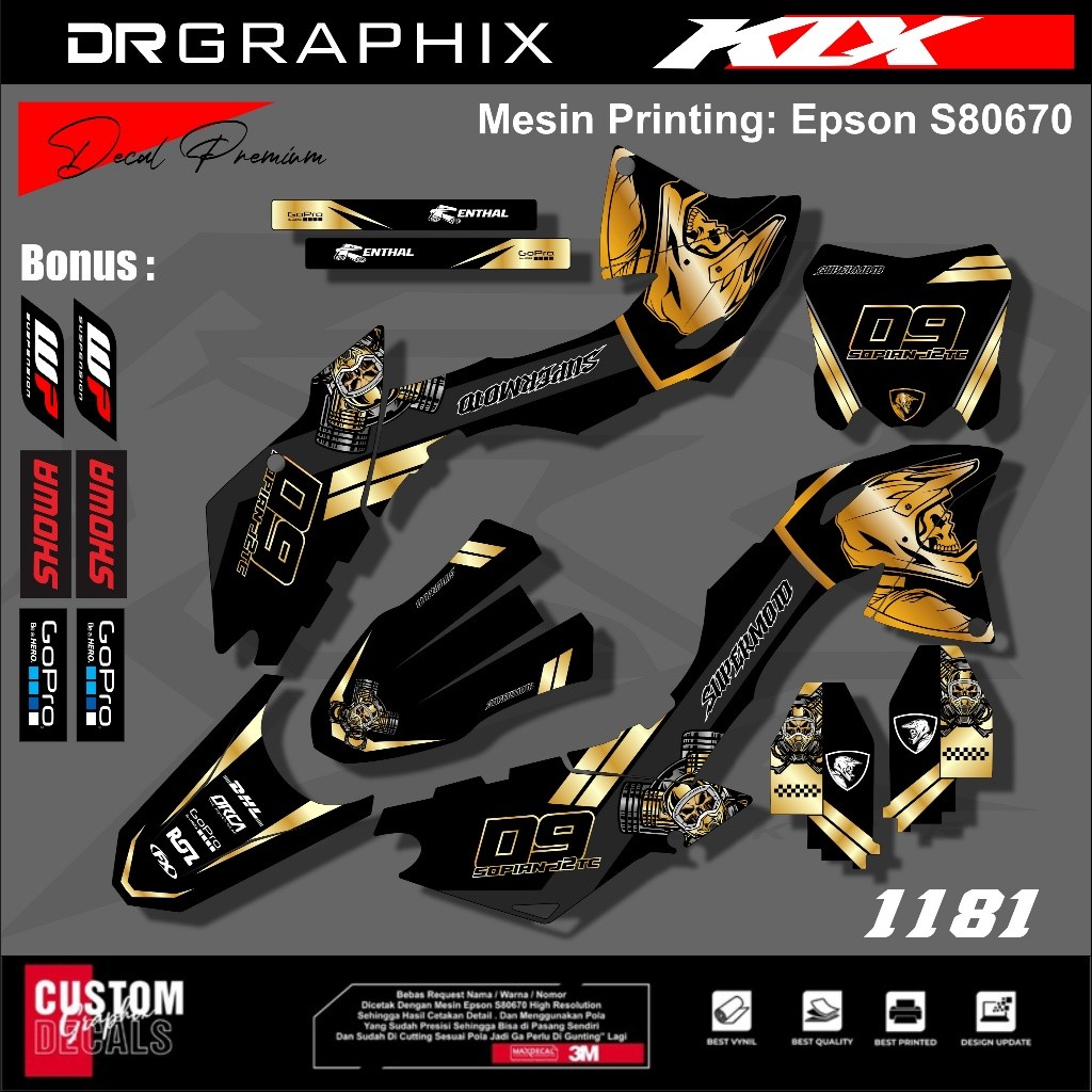 Decal Sticker Motorcycle Cross KLX 150 BF FULLBODY Skull Helmet ...