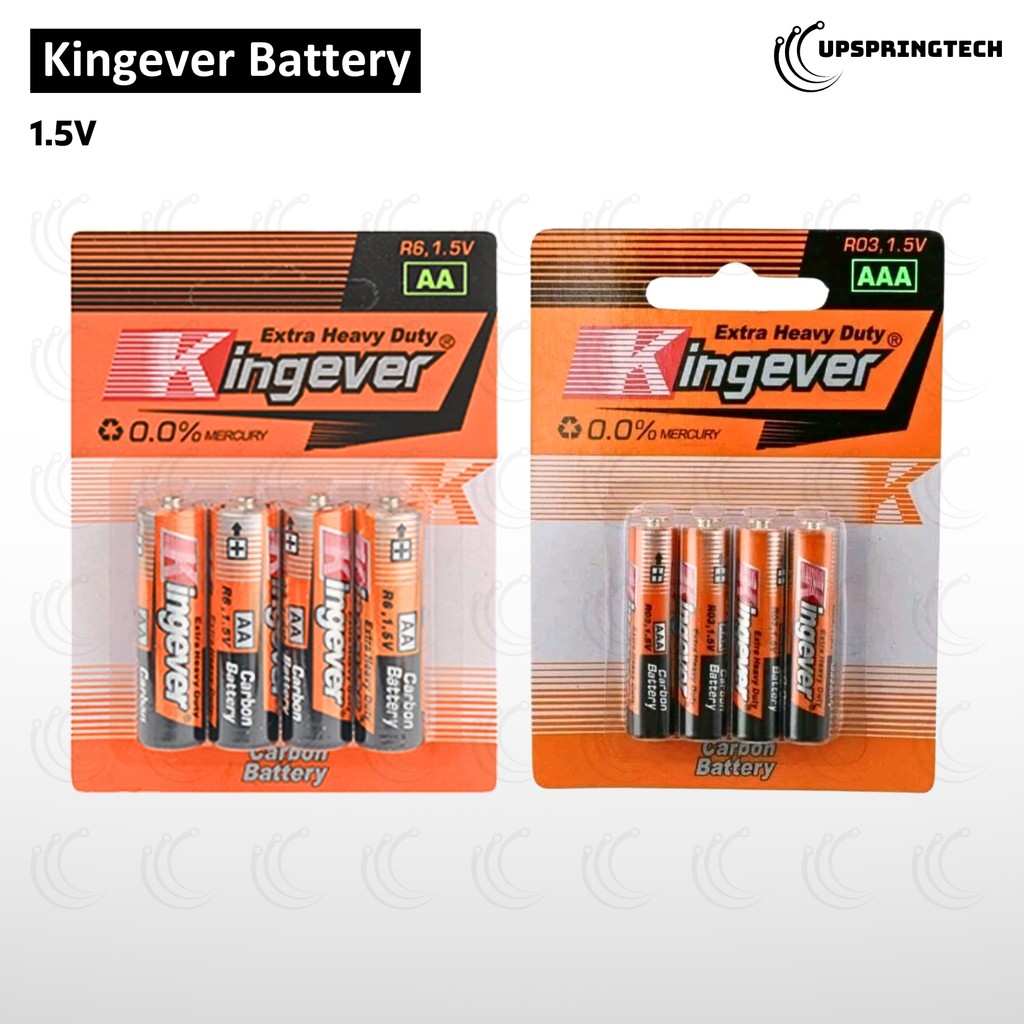 Kingever Extra Heavy Duty 1.5V AA/AAA Carbon Batteries (4pcs per Pack ...