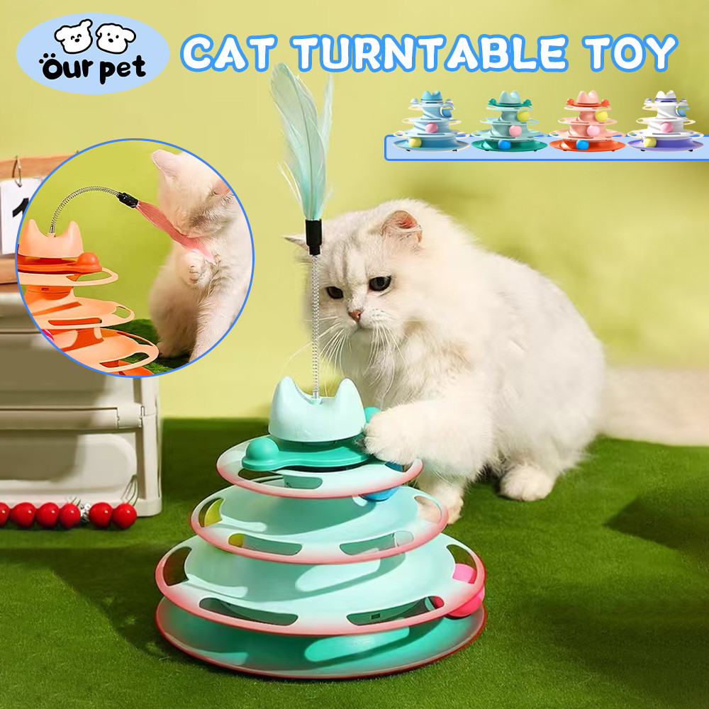 Cat Toy Interactive Turntable Tower 4-Tier Pet Supplies New Style Cat ...
