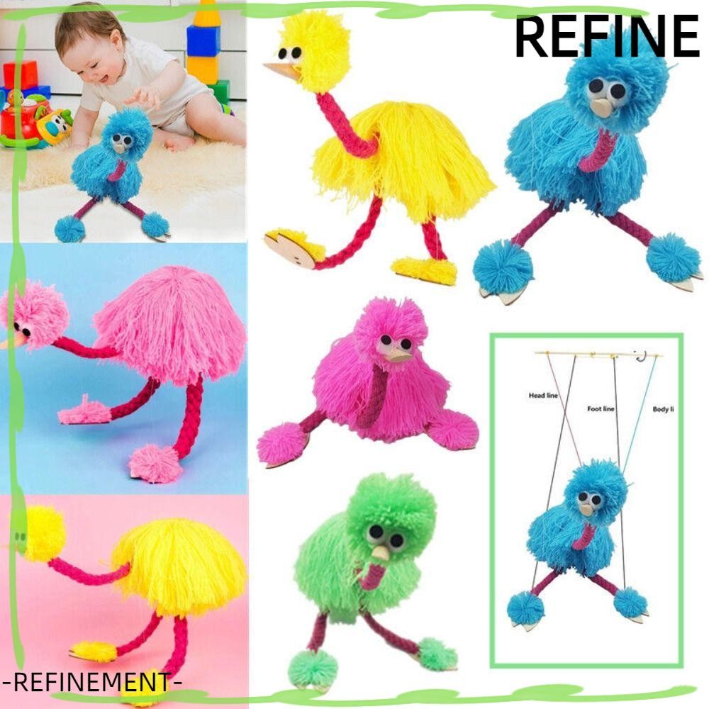 REFINEMENT Ostrich Puppet Stuffed, Plush Toy Hand Puppet Wooden Ostrich ...