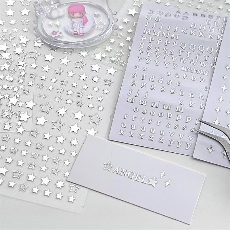 1/3pcs Silver Letters Starburst Star Kpop Toploader Decorative Stickers ...