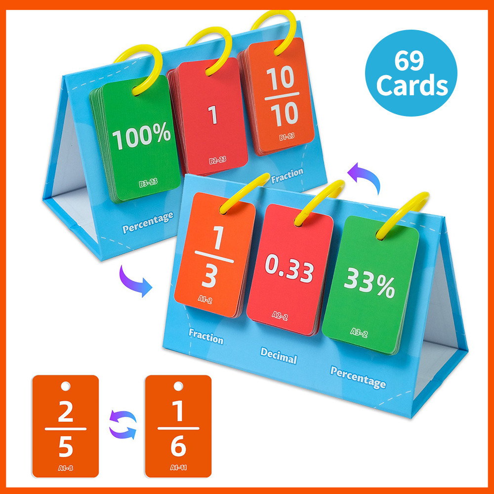 Complete Fractions Decimals Percentages Card Set - 69 Educational Math ...