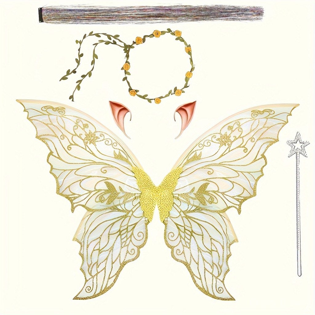 5-piece enchanting ladies' fairy costume set - sparkling white and gold ...