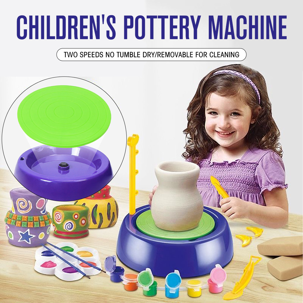 Kids Electric pottery machine DIY Clay MachineToy Clay Turntable No ...