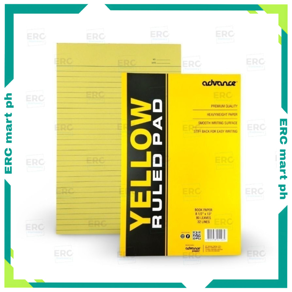 ERC 80 Leaves Advance Yellow Ruled Pad Legal Size Premium Quality Paper ...