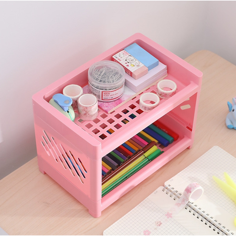 Desk shelf Double layer desktop organizer rack Booklet Cosmetic multi ...