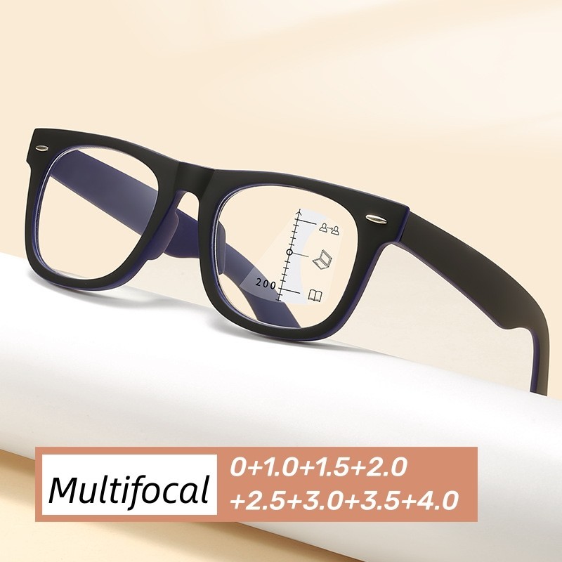 HD Lens Progressive Multifocal Reading Glasses Retro Anti Blue Computer ...
