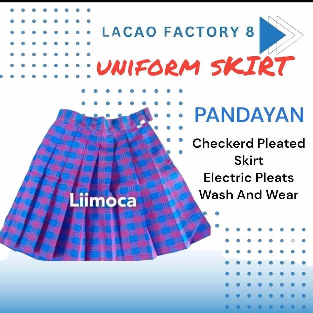 LF8 SCHOOL UNIFORM PLAIN CHECKERED PLEATEAD SKIRT FOR GIRLS PANDAYAN ...
