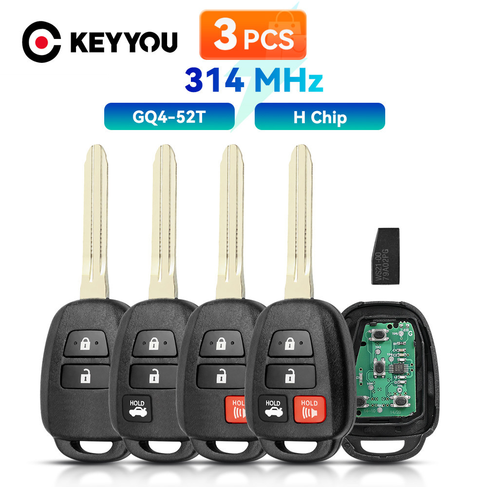 3pcs Remote Car Key Control 314Mhz 2/3/4 Buttons For Toyota Vios Gen 3 ...
