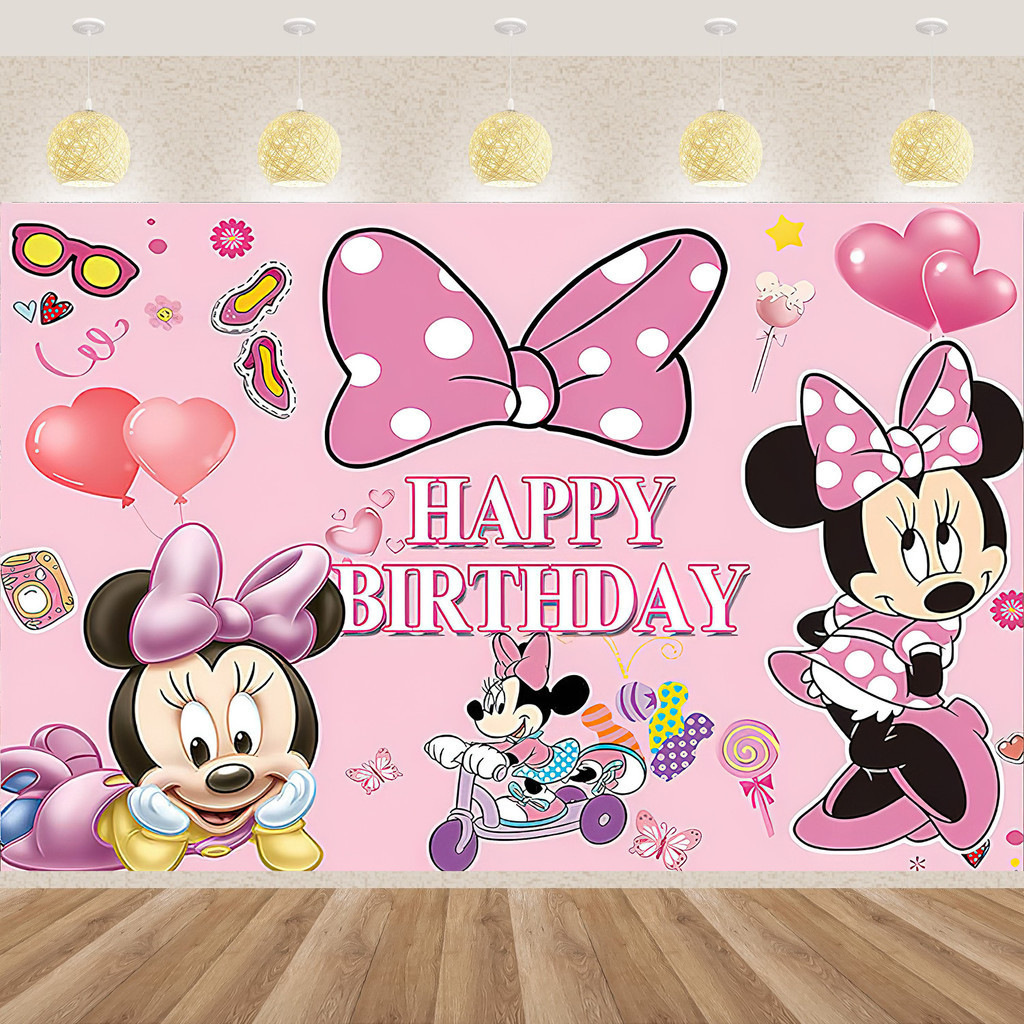 Mickey Mouse Theme Birthday Tapestry Happy Birthday Banner Backdrop ...