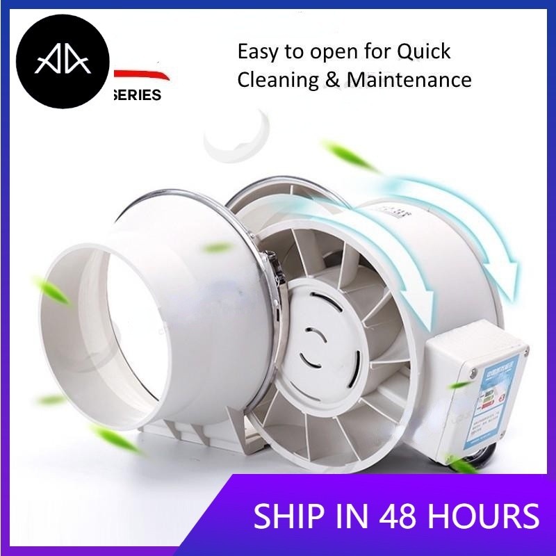 4"/ 6"/ 8" inch High Suction Power Inline Duct Booster Fan Exhaust Fan ...