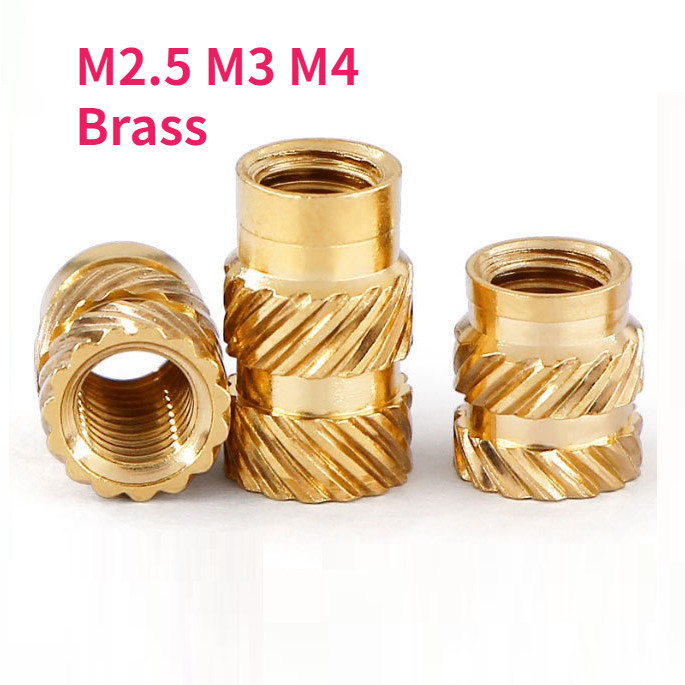 M2.5 M3 M4 Brass Hot Melt Insert Knurled Nut Thread Heat Molding Double Twill Injection ...