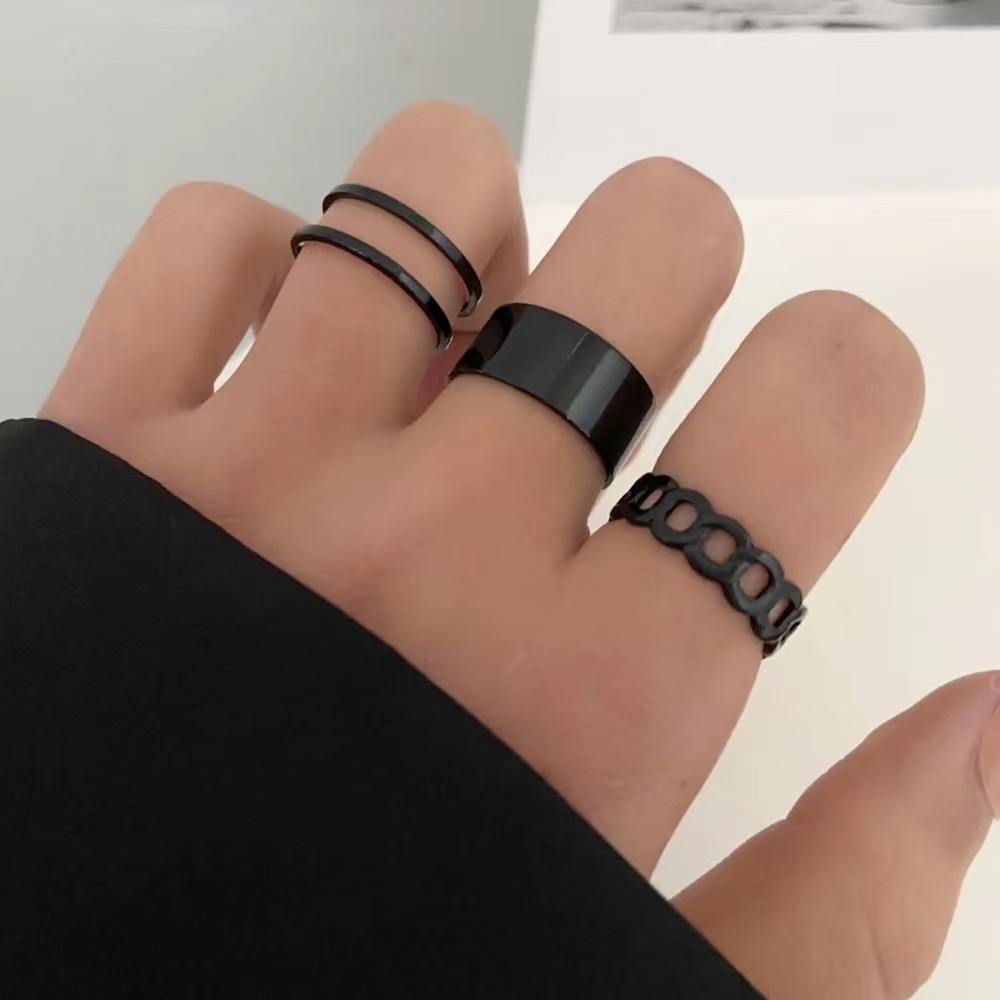 3pcs/set Fashion Rings Simple Hollowing Out Adjustable Finger Rings for Women Girls Vintage ...