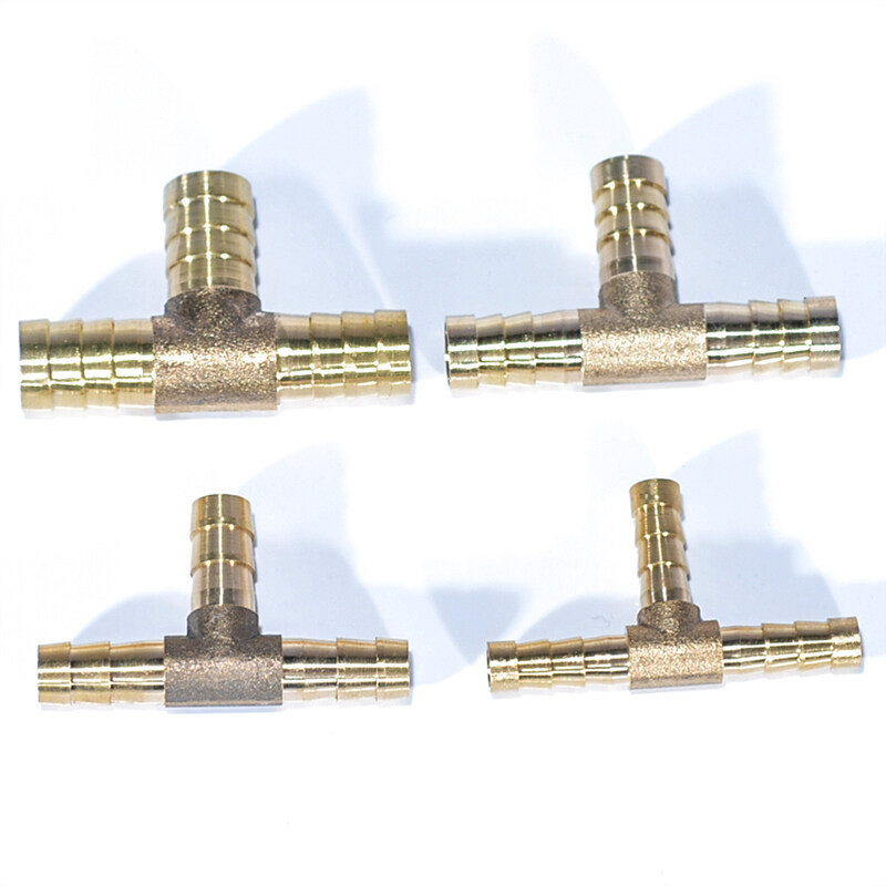 FF-6mm 8mm 10mm 12mm Solid Brass T Piece 3 Way Fuel Hose Joiner Connector For Air Oil Gas Fuel ...