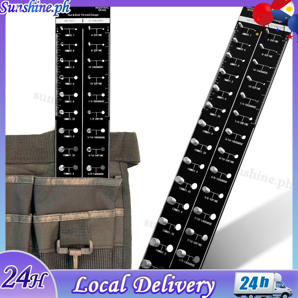 Nut and Bolt Thread Checker 28 Thread Identifier Gauge Inch and Metric ...