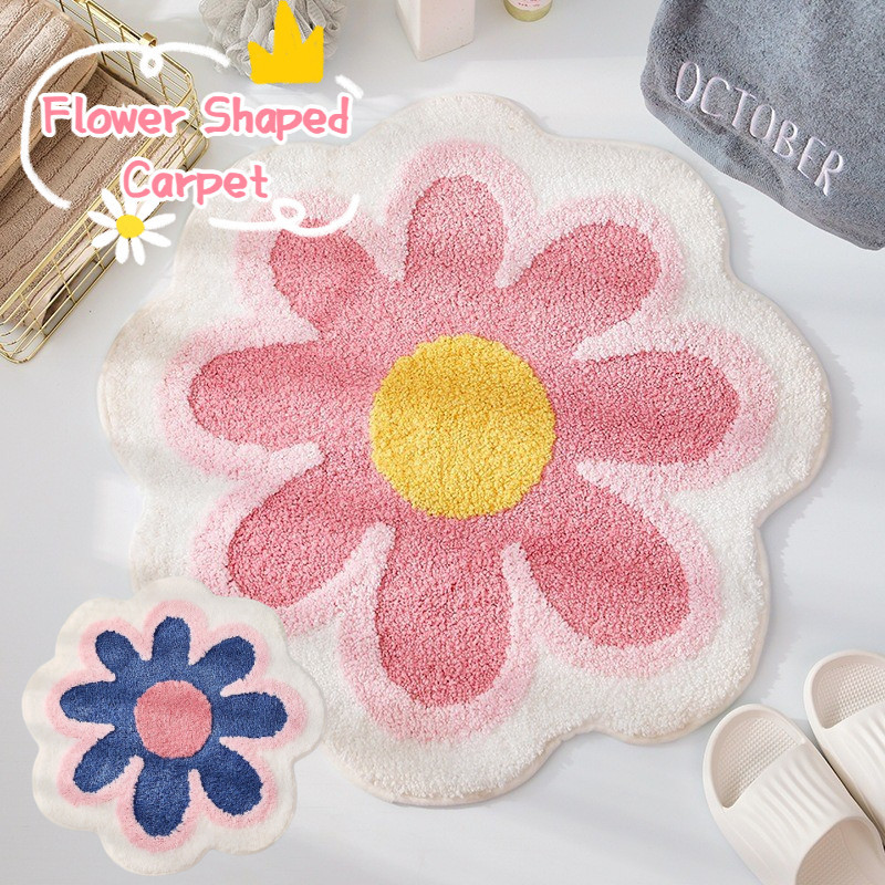 Flower Shaped Carpet for Bedroom Creative Soft Anti-Slip Absorbs Water ...